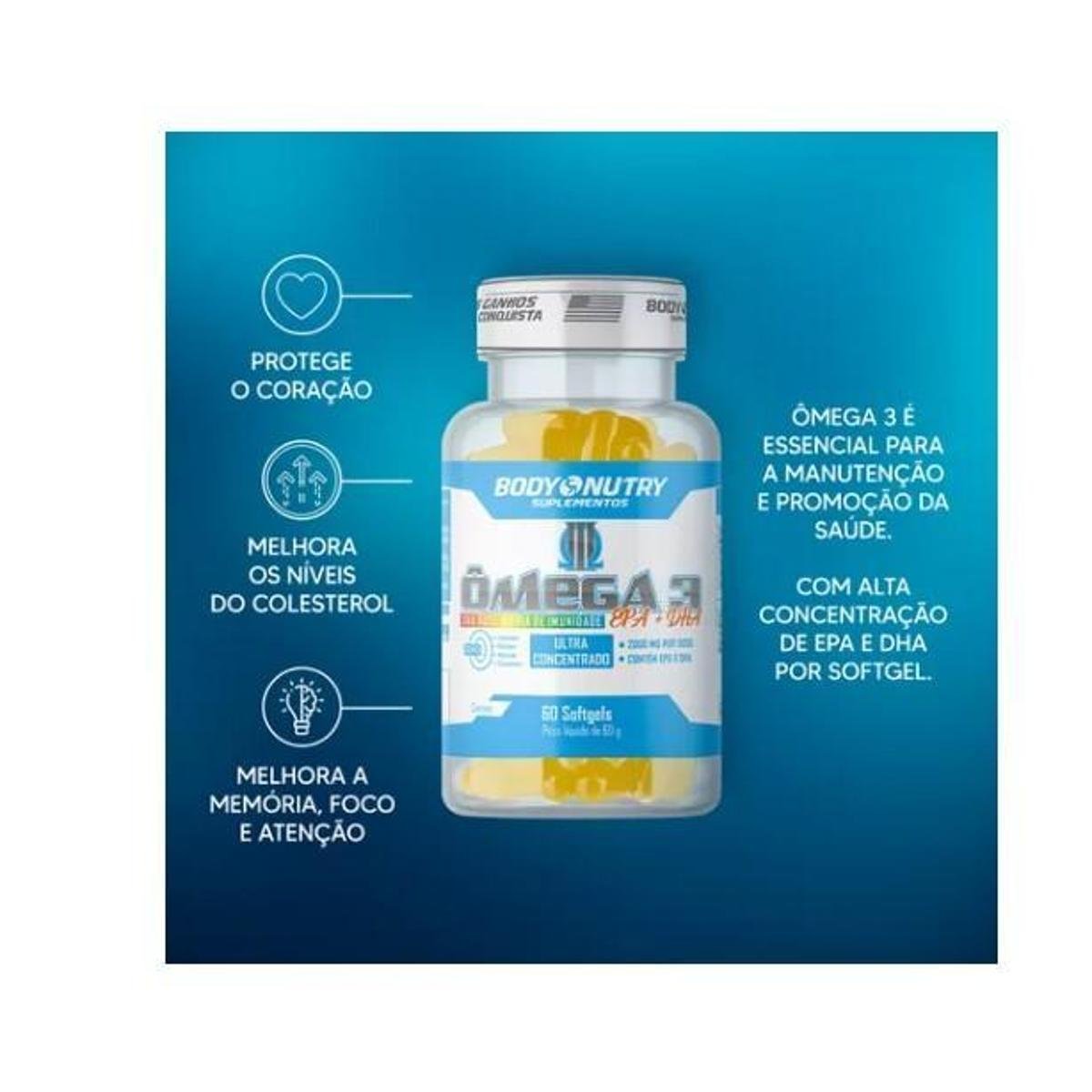 Super Omega 3 Importado 2000mg Dha Epa 60 Softgels e Ganhe Thermo Cuts ...