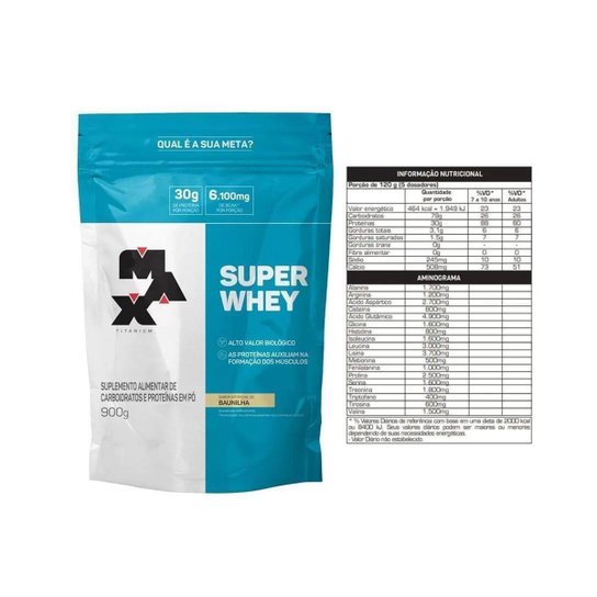 Super Whey 900G Max Titanium - Suplemento De Proteína E Carboidratos - Baunilha | Netshoes