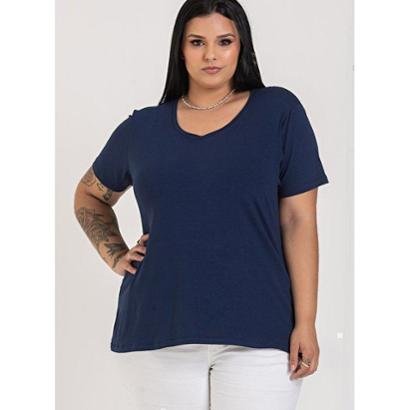 T-shirt Feminina Plus Size Visco Básica Decote Redondo - Serena ...