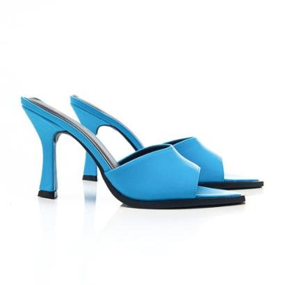 Tamanco Feminino Isadora Mule Salto Triângulo Bic - Azul | Netshoes