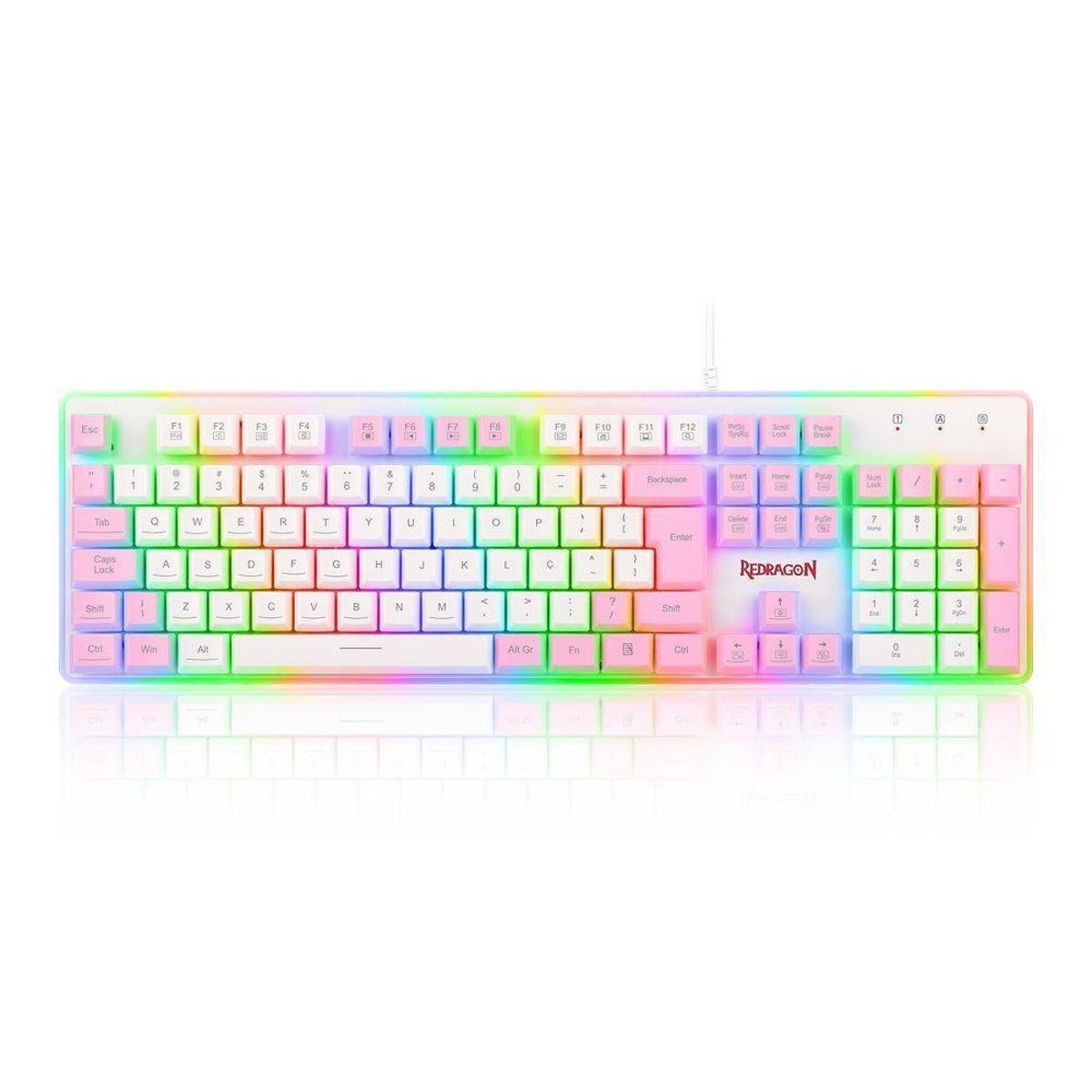 Teclado Gamer Redragon Dyaus 2, Membrana, RGB, White, ABNT2, Full-Size ...