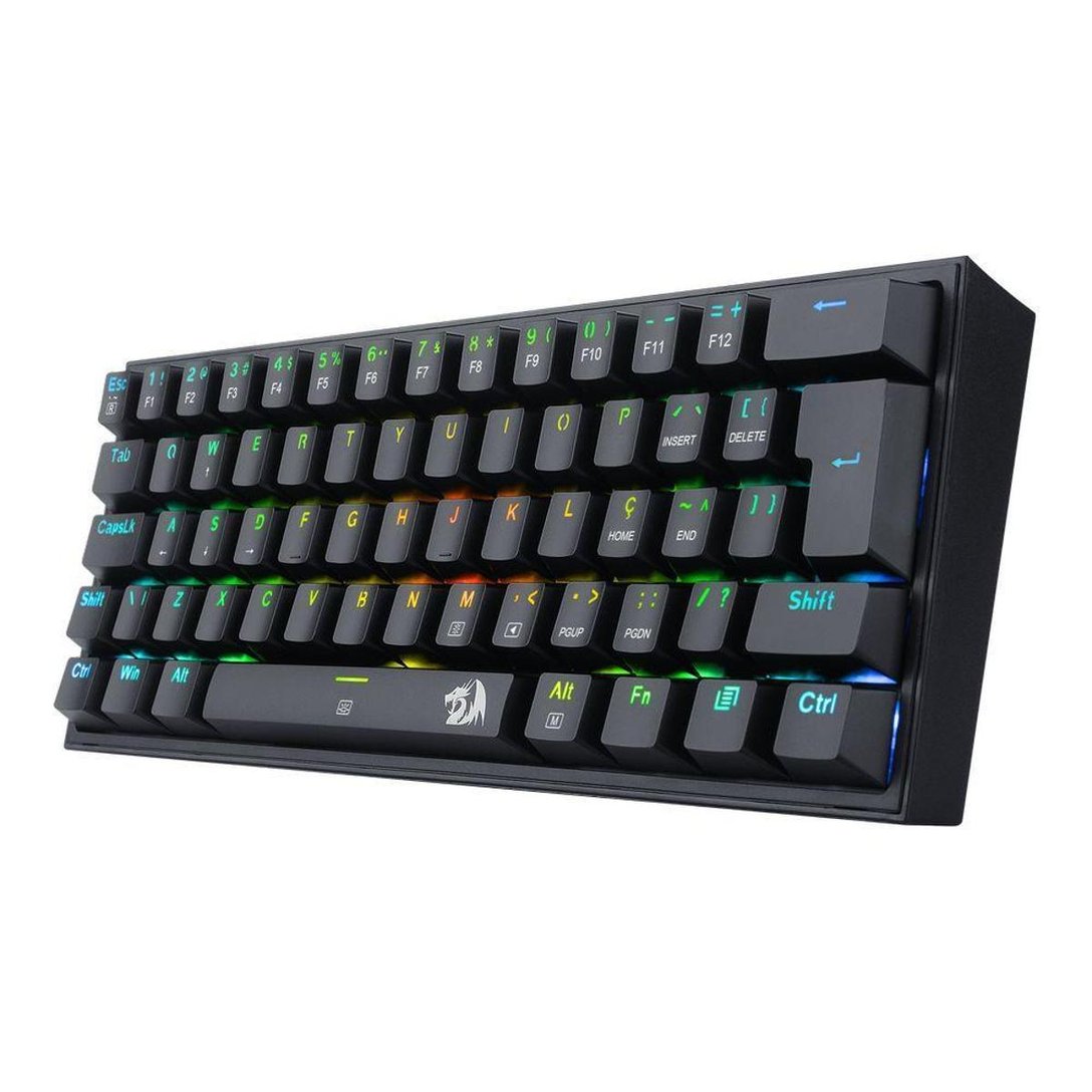 Teclado Mecânico Gamer Redragon Fizz, RGB, Switch Brown, Preto - Preto ...