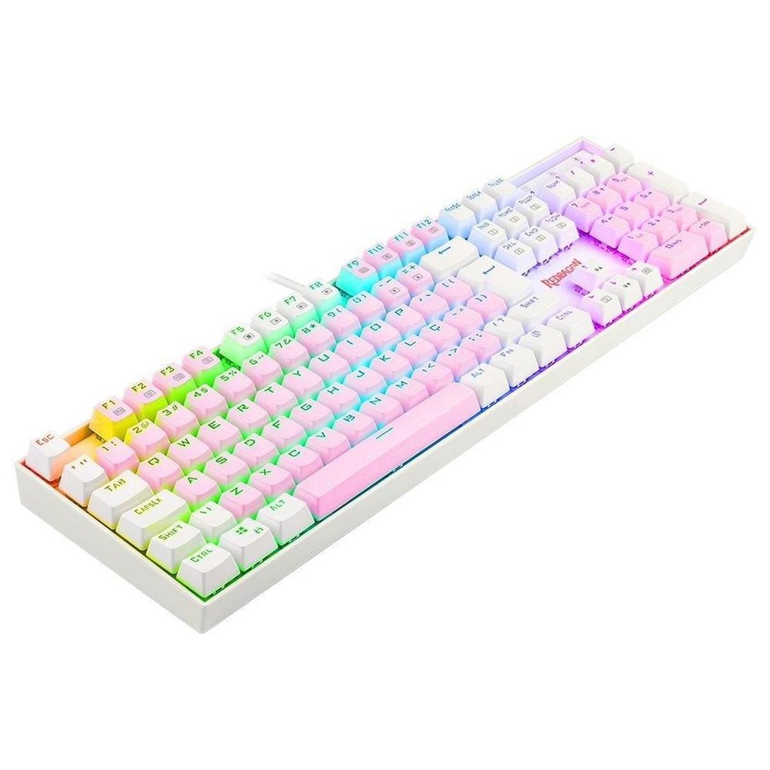Teclado Mecânico Gamer Redragon Mitra, RGB, Switch Blue, ABNT2, Rosa e ...