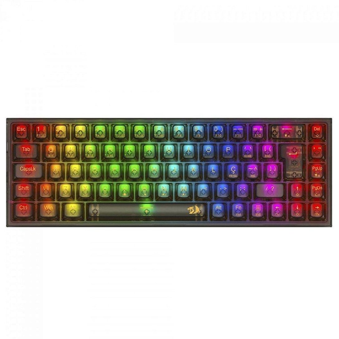 Teclado Mecânico Redragon Castor Pro, RGB, Switch Crystal, Wireless ...