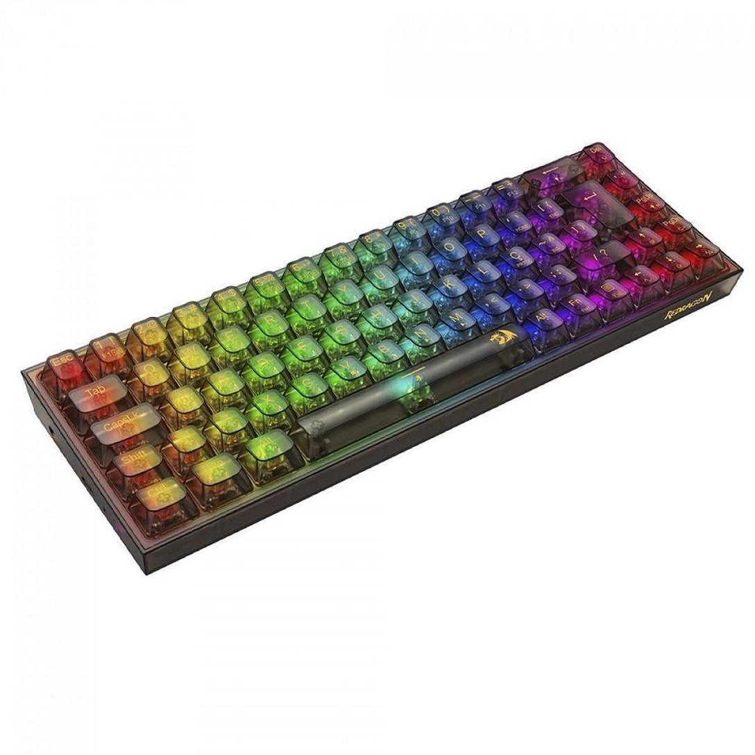 Teclado Mecânico Redragon Castor Pro, RGB, Switch Crystal, Wireless ...