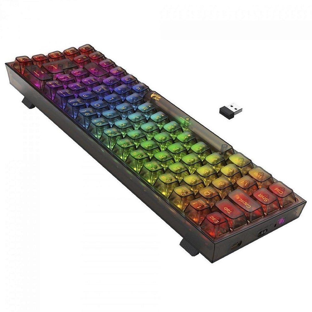 Teclado Mecânico Redragon Castor Pro, RGB, Switch Crystal, Wireless ...