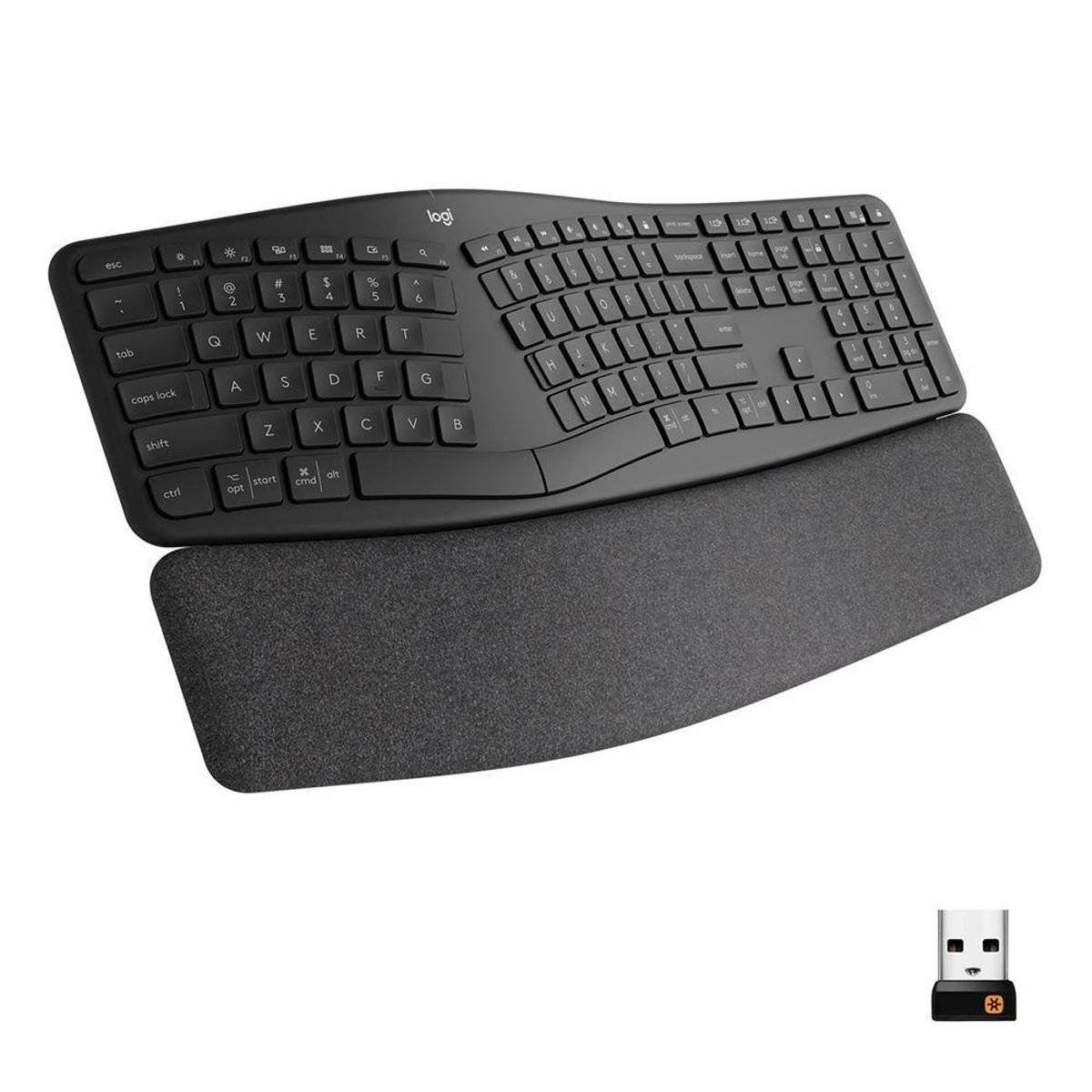Teclado Sem fio Logitech ERGO K860 com Layout Dividido, Suporte para ...