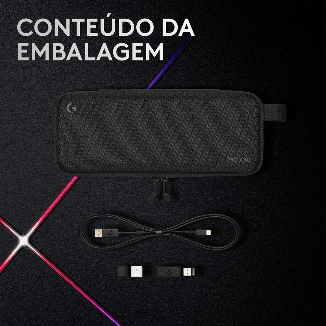 Teclado Sem Fio Mecânico Gamer Logitech G PRO X 60 Lightspeed, RGB ...