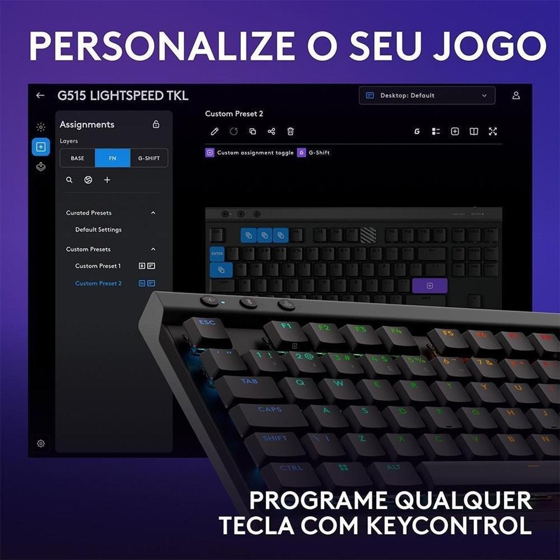 Teclado Sem Fio Mecânico Gamer Logitech G515, Bluetooth Design TKL ...