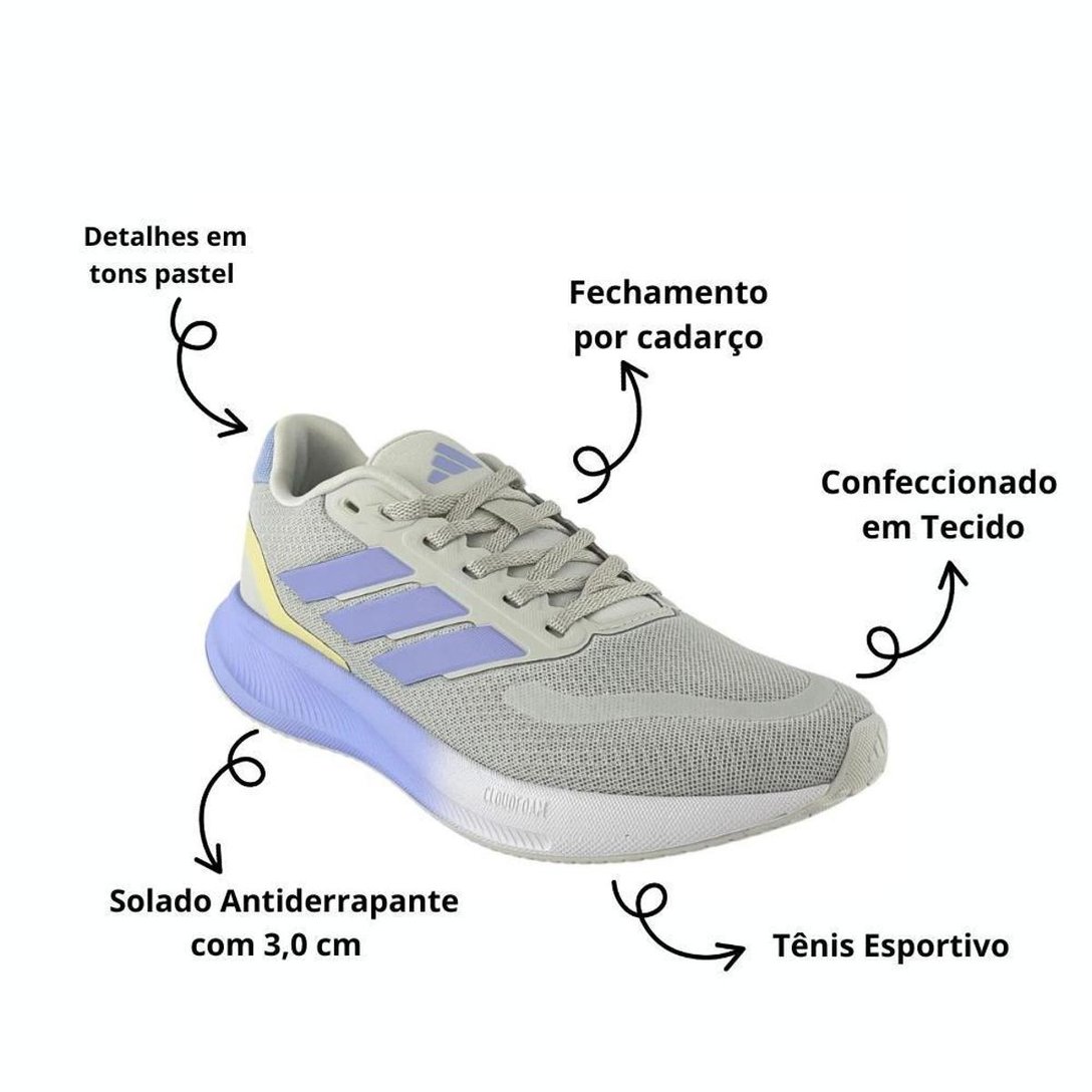 Tênis Adidas Feminino Runfalcon 5 W Cinza Corrida JI3979 - Cinza+Lilás ...