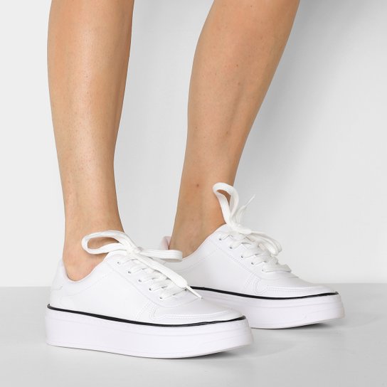 Tênis Beira Rio Flatform Feminino - Branco | Netshoes