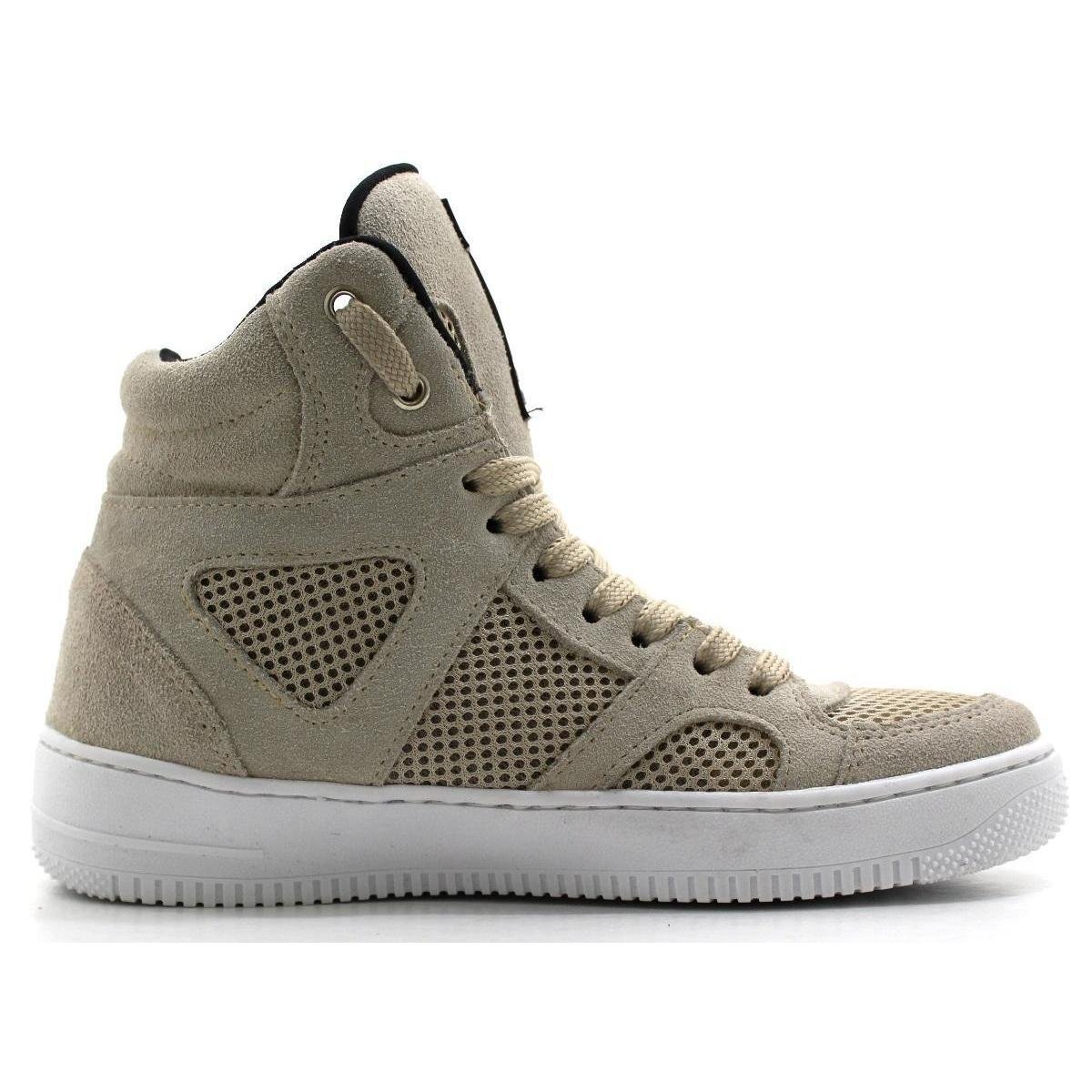 Tênis Bota Sneaker Top Fitness Couro Unissex Cross Trainning - Bege ...