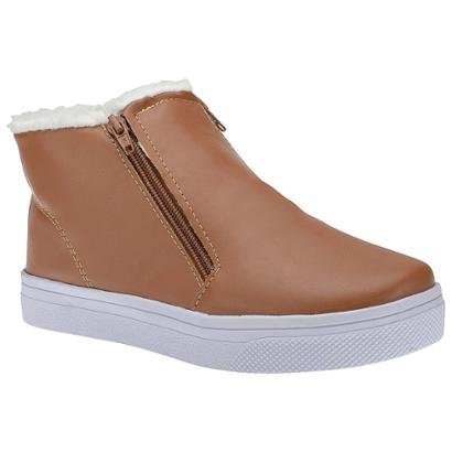 Tênis Botinha Feminino com pelo Forrada Tendência - Caramelo | Netshoes
