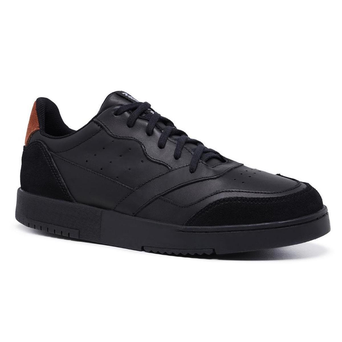 Tênis Casual Masculino Malbork em Couro Preto Sola de Borracha GD-9000P ...