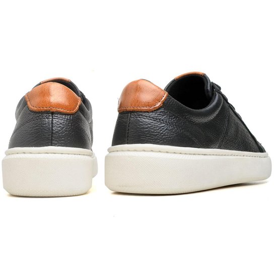 Tênis Casual Sapatênis Couro Solado Antiderrapante Confortável Masculino - Preto | Netshoes