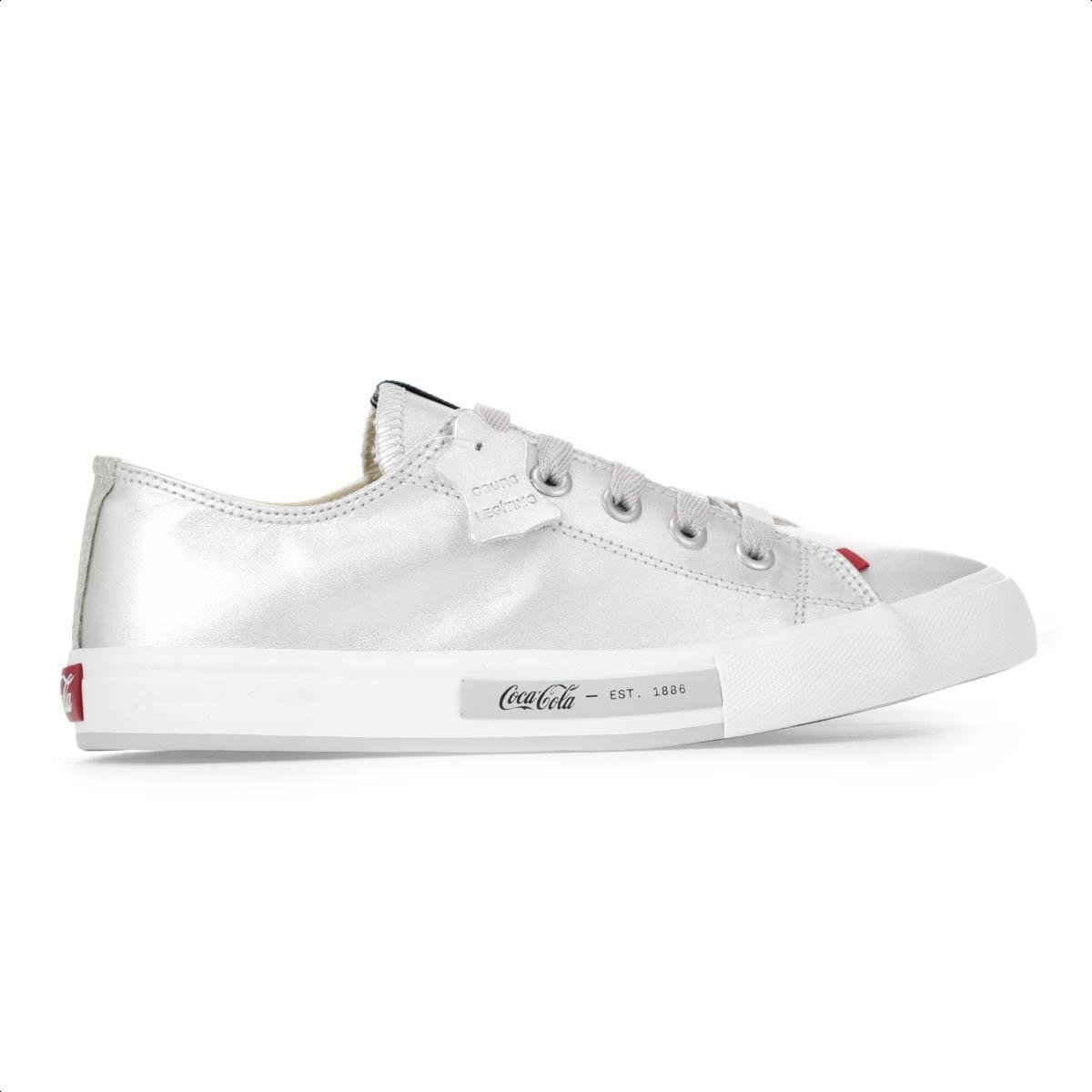 Tênis Coca Cola Daytona Leather Metallic Prata - Feminino - Prata ...