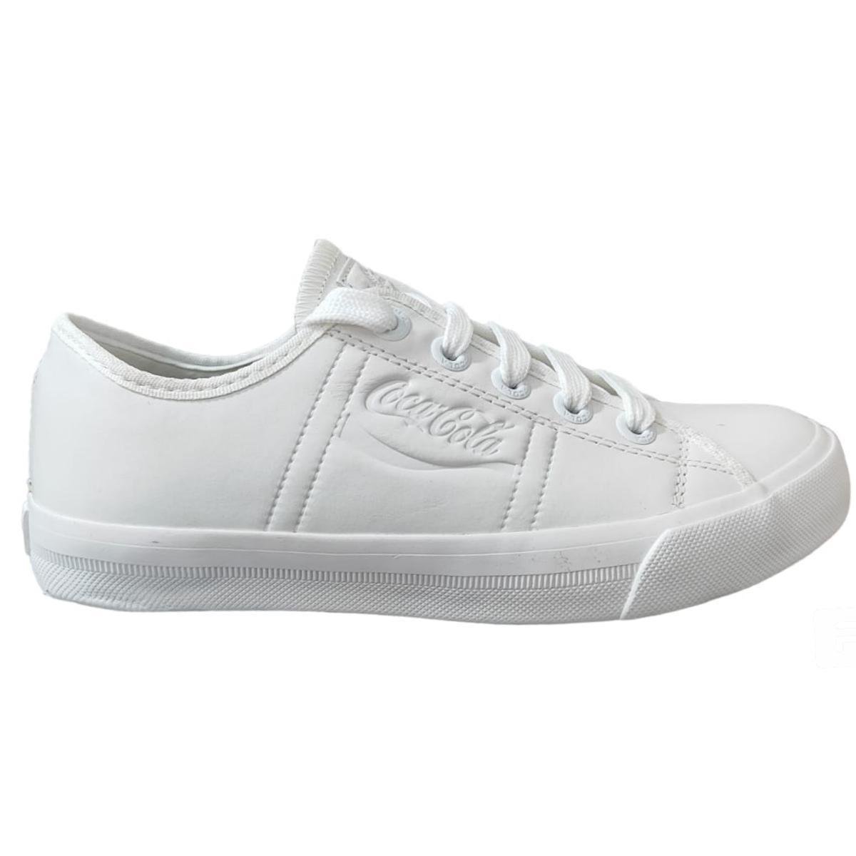 Tênis Coca Cola Miami Leather Embossed Feminino Adulto - Branco | Netshoes