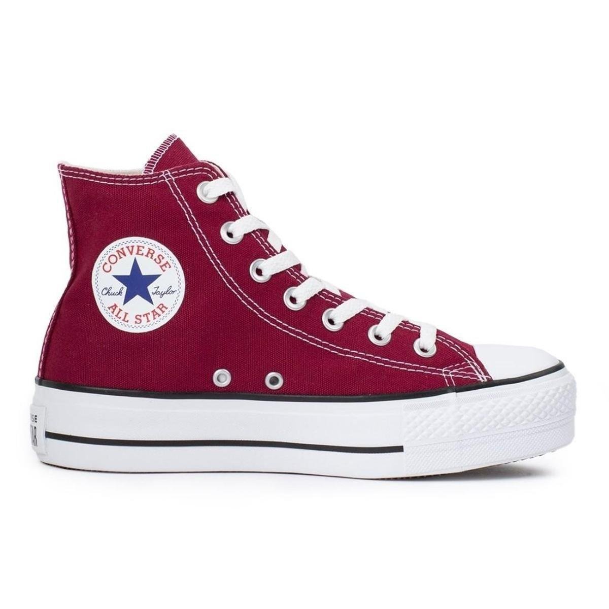 Tênis Converse Feminino Cano Alto Chuck Taylor All Star Hi Lift - Vinho ...