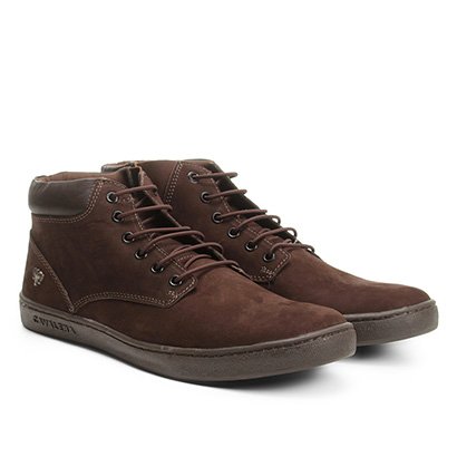 Tênis Couro Cano Médio Cavalera Lucio Masculino - Café | Netshoes
