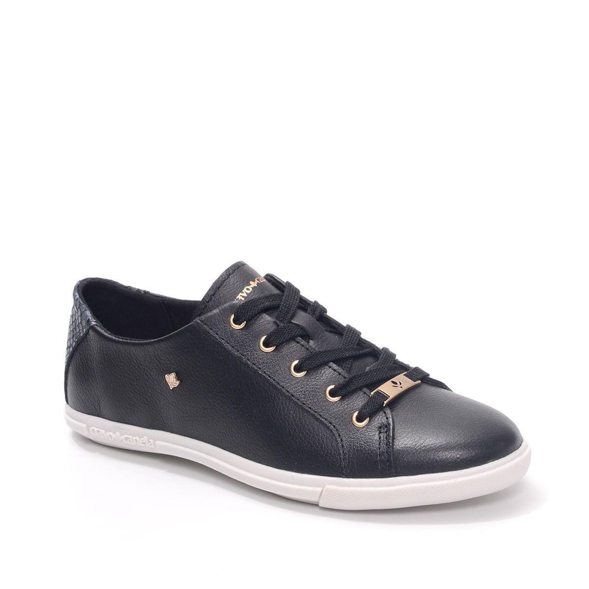 Tênis Couro Cravo & Canela Marcelle Preto Cravo Canela - Preto | Netshoes