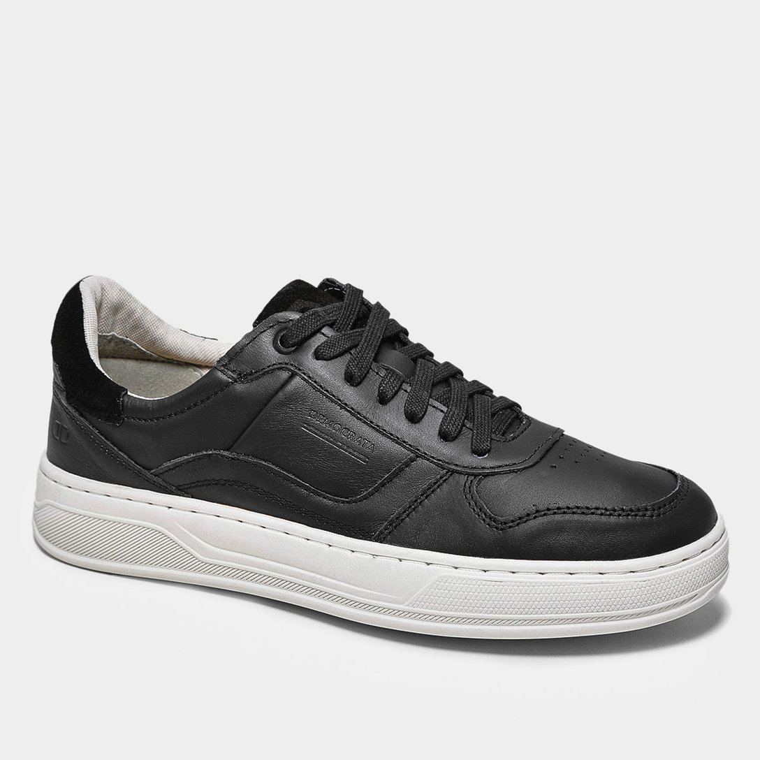 Tênis Couro Democrata Denim Casual Masculino - Preto | Netshoes