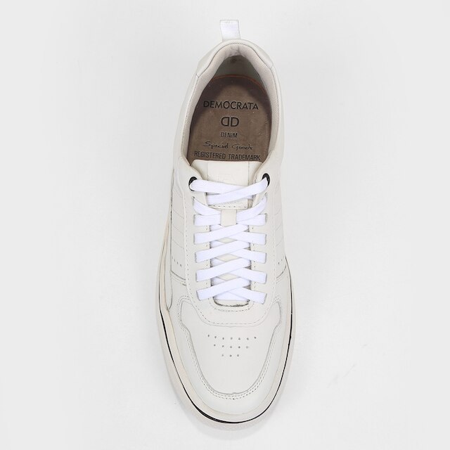 Tênis Couro Democrata Denim Casual Masculino - Branco | Netshoes