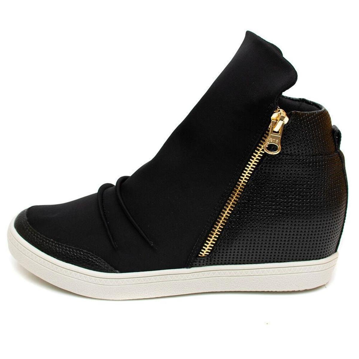 Tênis Couro Orcade Sneaker Neoprene Feminino - Preto | Netshoes