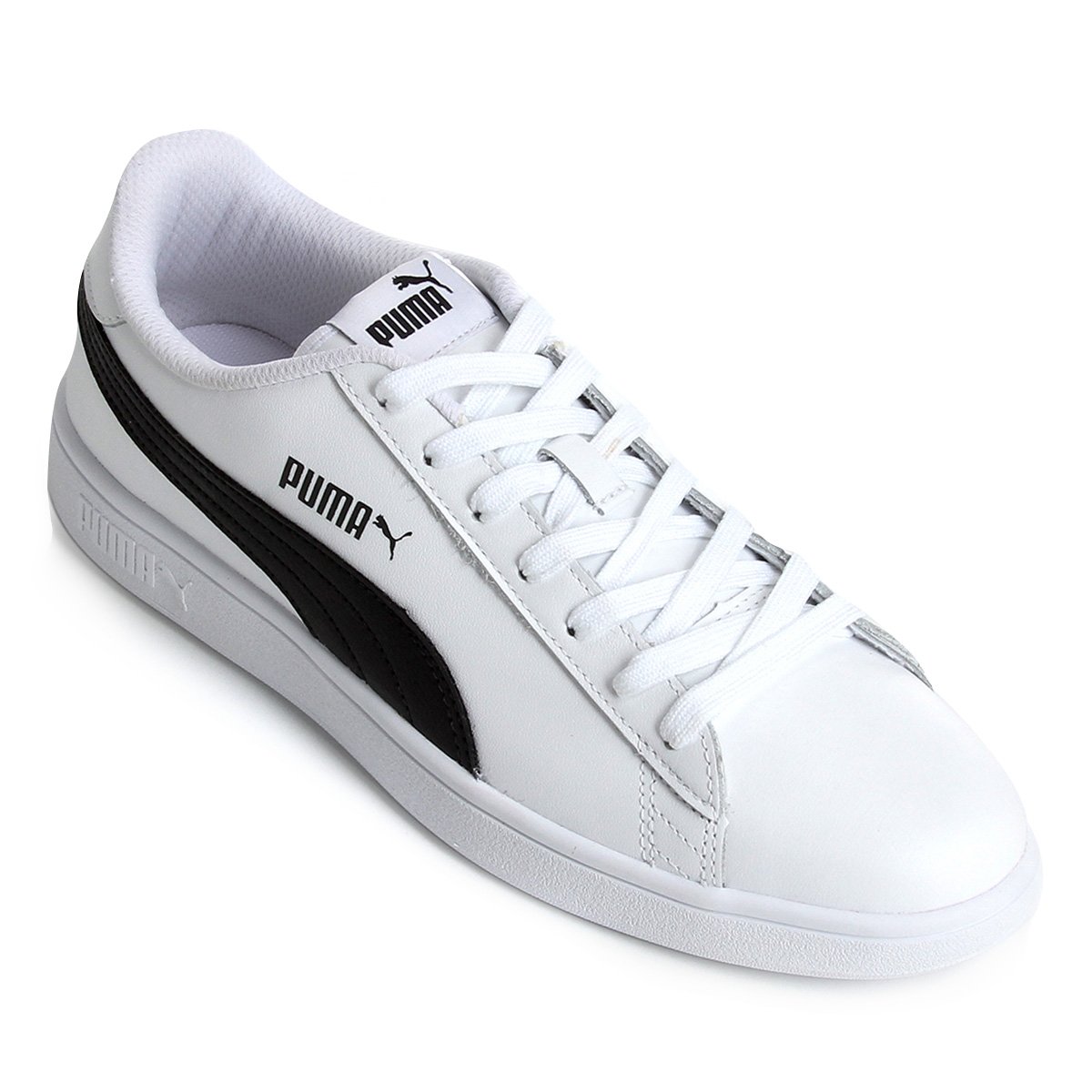 Tênis Couro Puma Smash V2 L Masculino - Branco e Preto - Compre Agora ...