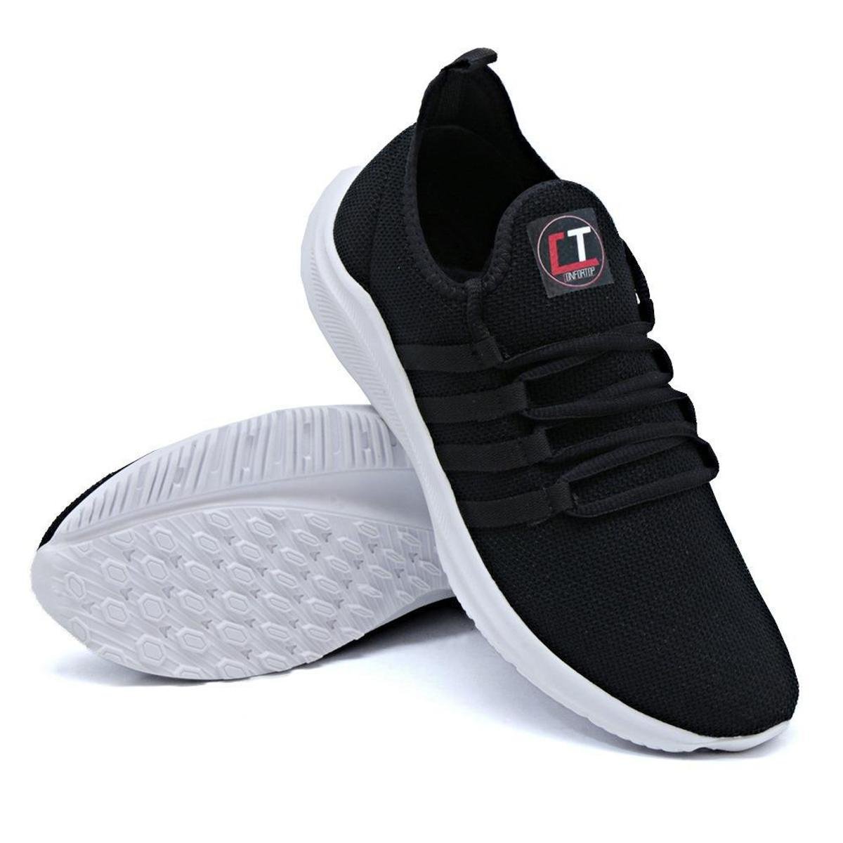 Tenis Esportivo Casual Masculino em Tecido Tramado Listras Laterais com ...