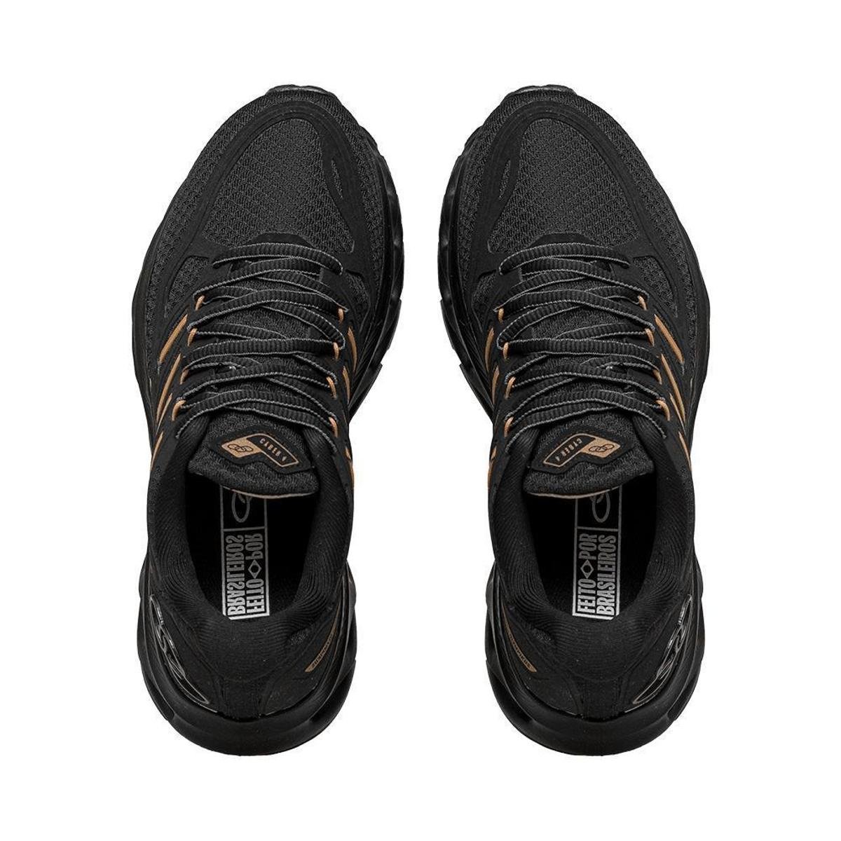 Tênis Esportivo Preto e Dourado Cyber 4 | Olympikus - Preto | Netshoes