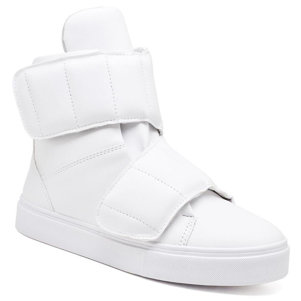 Tênis Feminino Botinha Fitness Cano Alto Academia Esportes - Branco ...