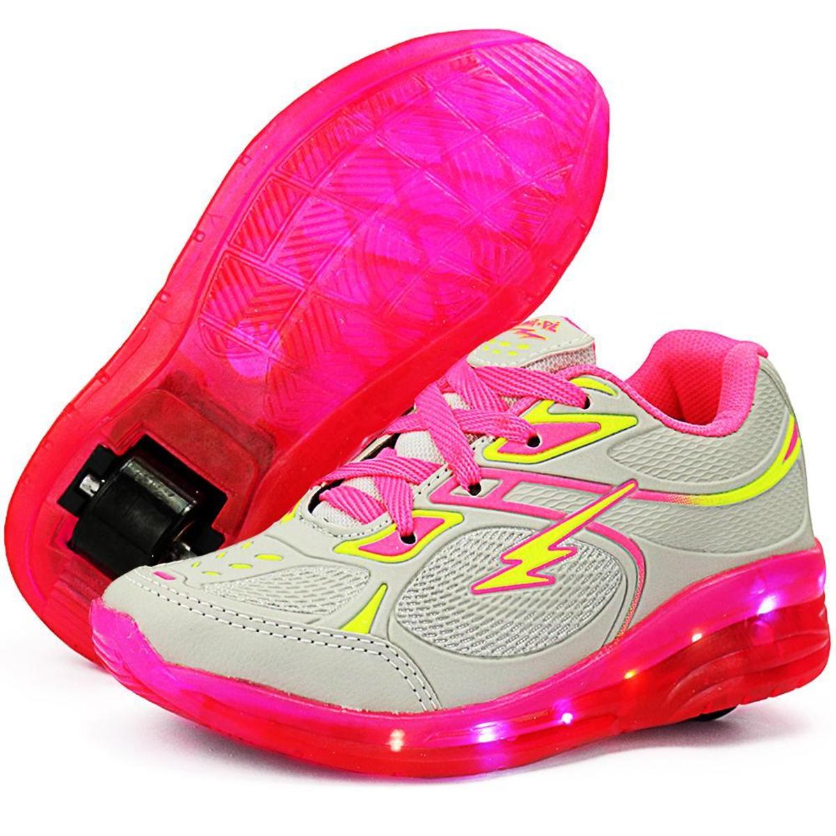 Tênis Feminino Infantil Com Rodinha Removível - Rosa | Netshoes