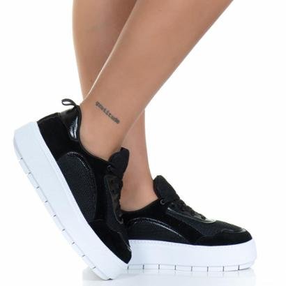 Tenis Feminino Mood Blogueira Salto Plataforma Mulher - Preto | Netshoes
