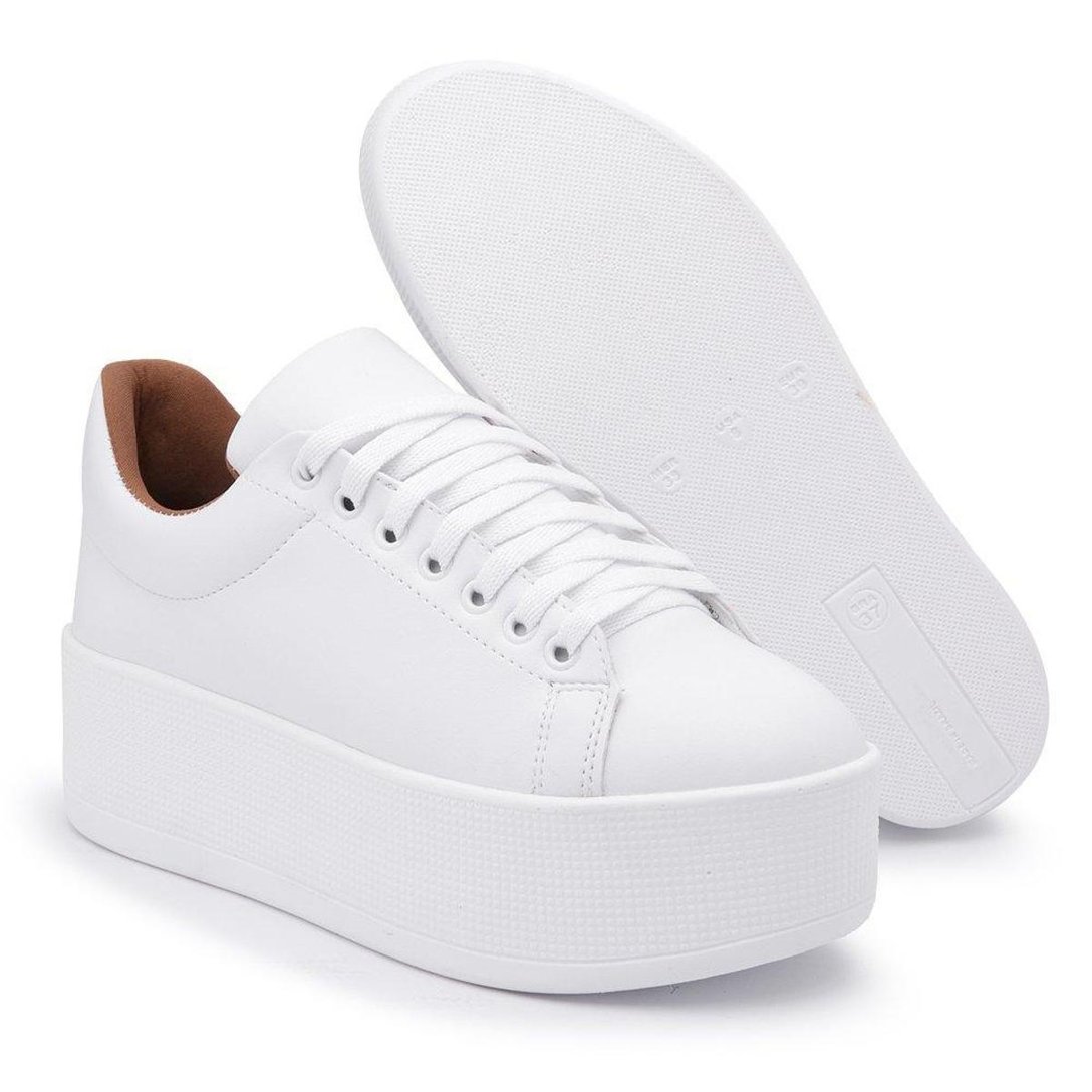 Tenis Feminino Salto Plataforma Flatform Branco Balluga - Branco | Netshoes