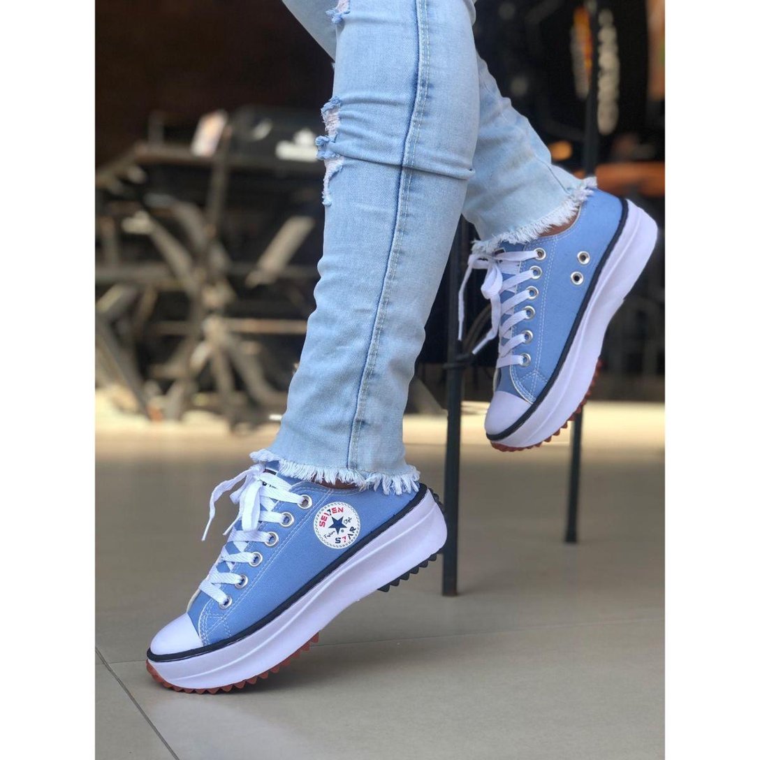 Tênis Feminino Seven Star Plataforma Colorida Lançamento 2022 - Preto ...