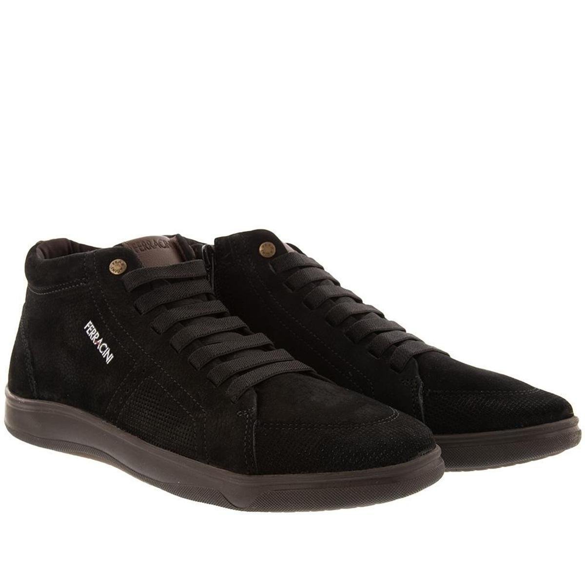 Tênis Ferracini Tauros Casual Cano Alto Nobuck Preto - Preto | Netshoes