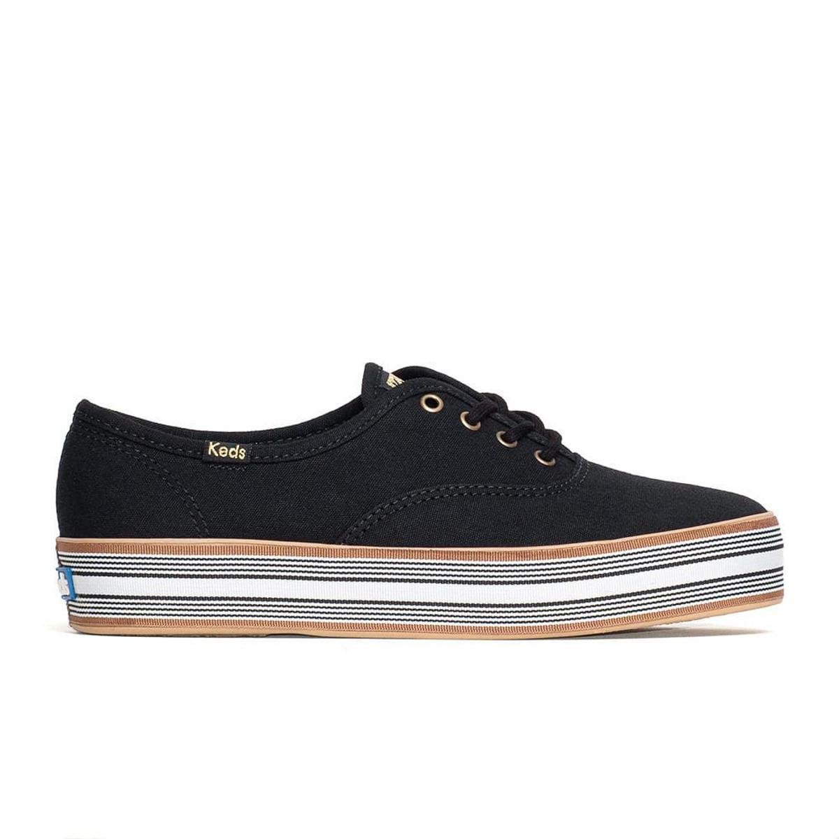 Tênis Keds Triple Linen Foxing Preto KD1442001.36 - Preto | Netshoes