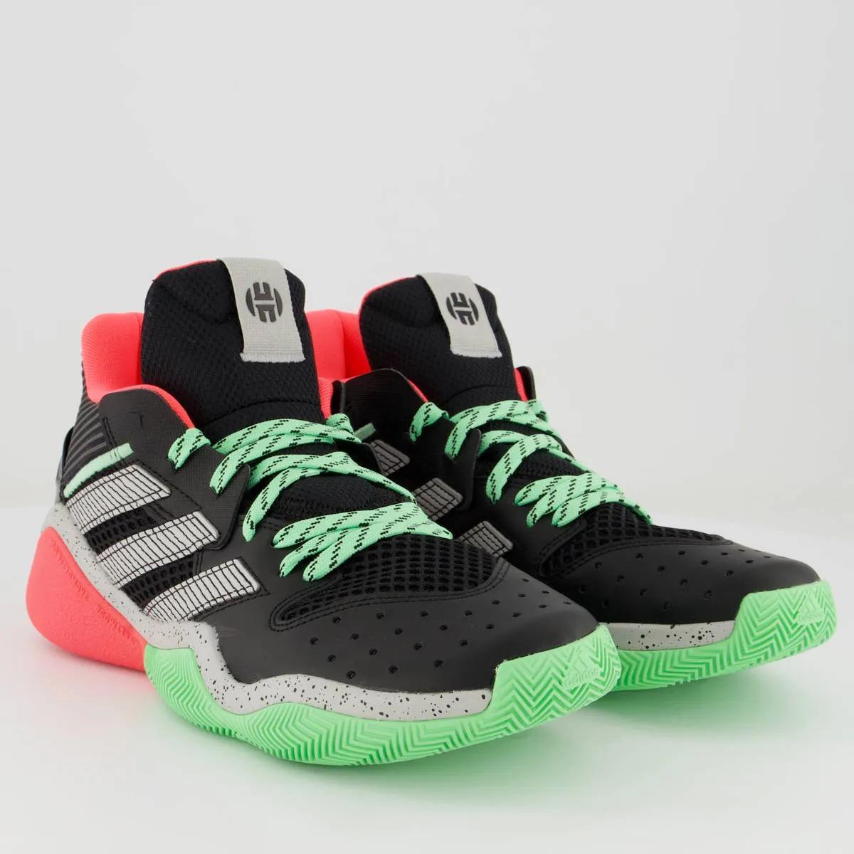 TENIS MASCULINO ADIDAS HARDEN STEPBACK FW8486 PRETO VERDE - Preto+Limão ...