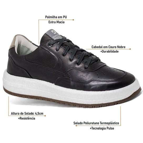 Tênis Masculino Democrata Denim Drake Pulse Couro Cadarço Confortável ...