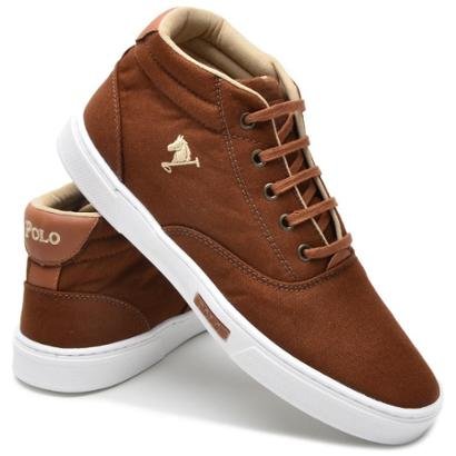 Tenis Masculino Polo Joy Cano Alto em Lona - Café | Netshoes