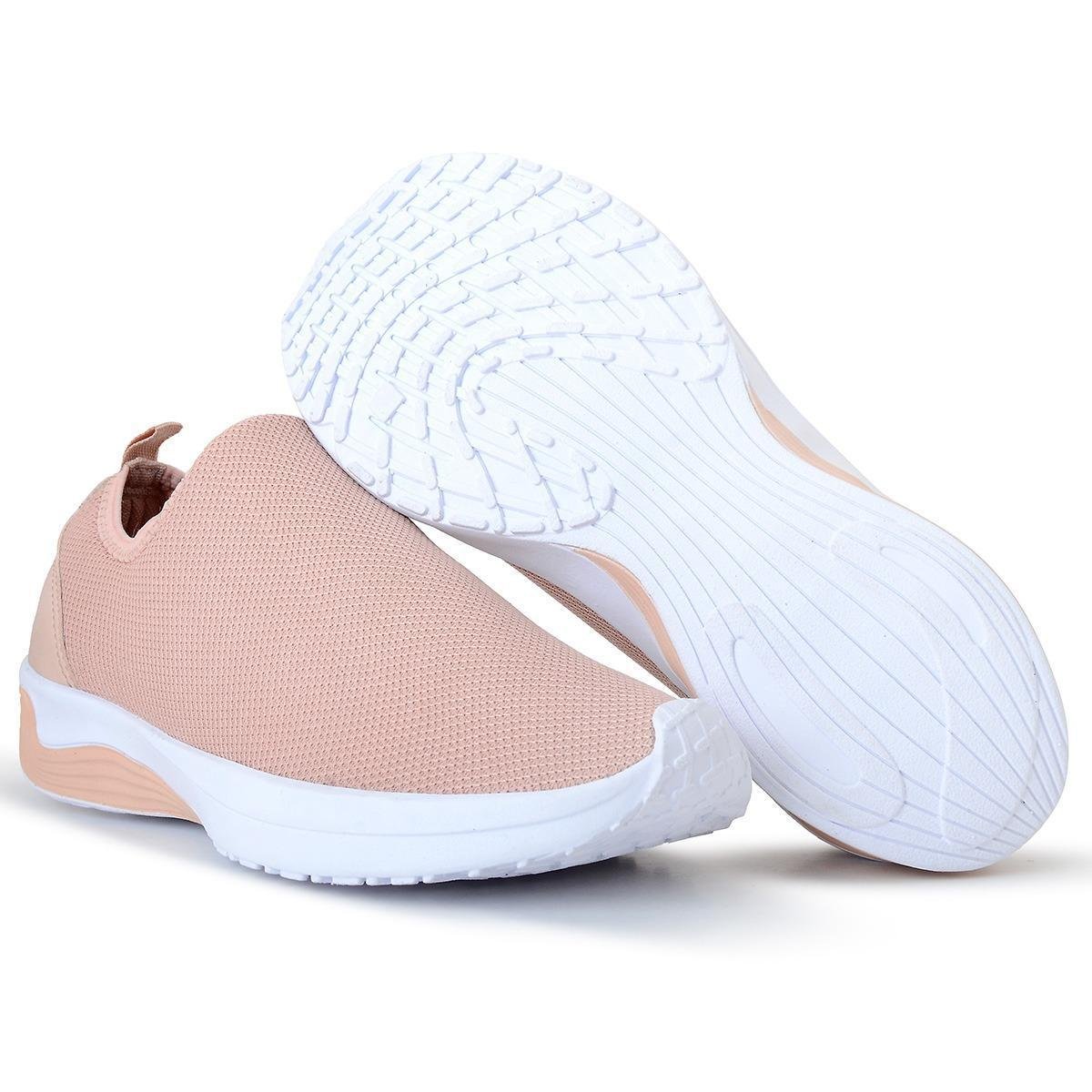 Tênis Meia Confortável Sem Cadarço – Fácil de Calçar - Nude | Netshoes