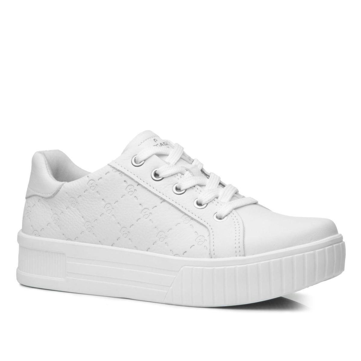 Tênis Pegada Feminino em Couro Branco 212510-01 - Branco | Netshoes