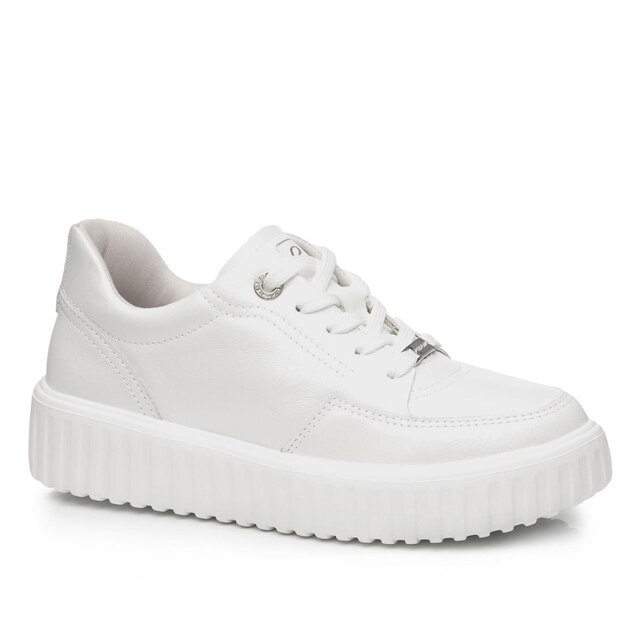 Tênis Pegada Feminino em Couro Perolizado Branco 212105-05 - Branco ...