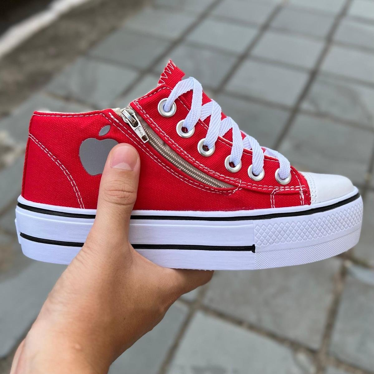 Tênis Plataforma Feminino Via Star Shoes Maçã - Vermelho | Netshoes