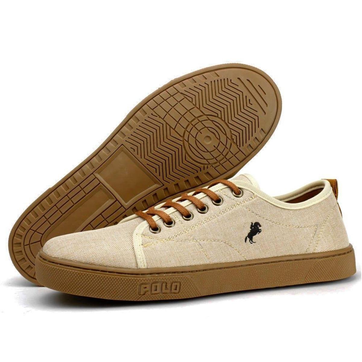 Tênis Polo Casual Masculino Conforto - Bege | Netshoes