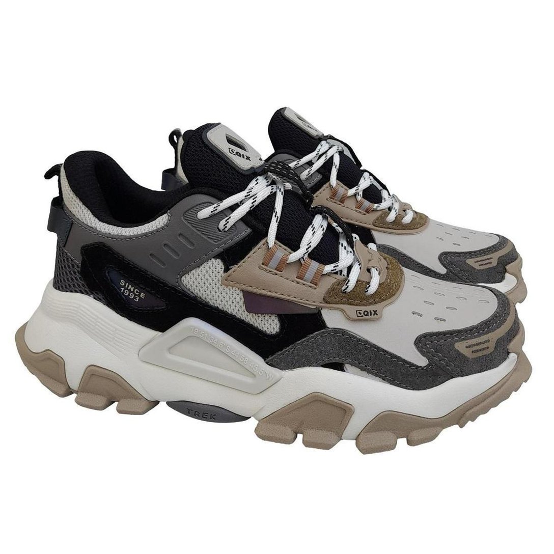 Tenis Qix Trek Refletivo Sneaker Esportivo Run Qx5202 - Bege | Netshoes