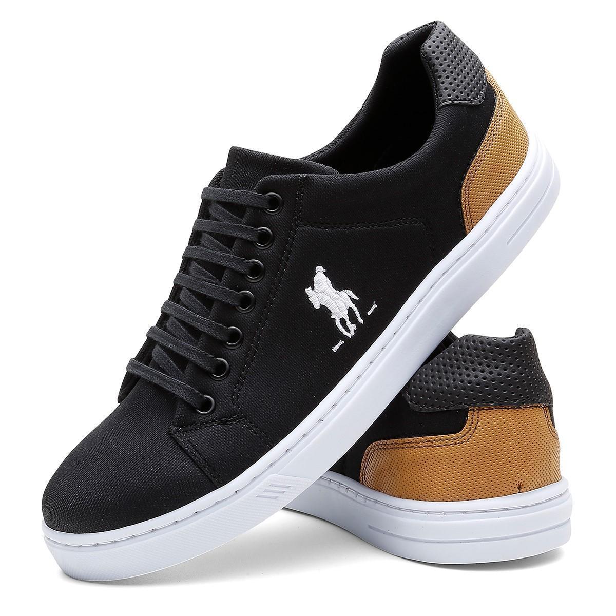 Tênis Sapatenis Masculino Casual Leve Moderno Envio Rápido - Preto ...