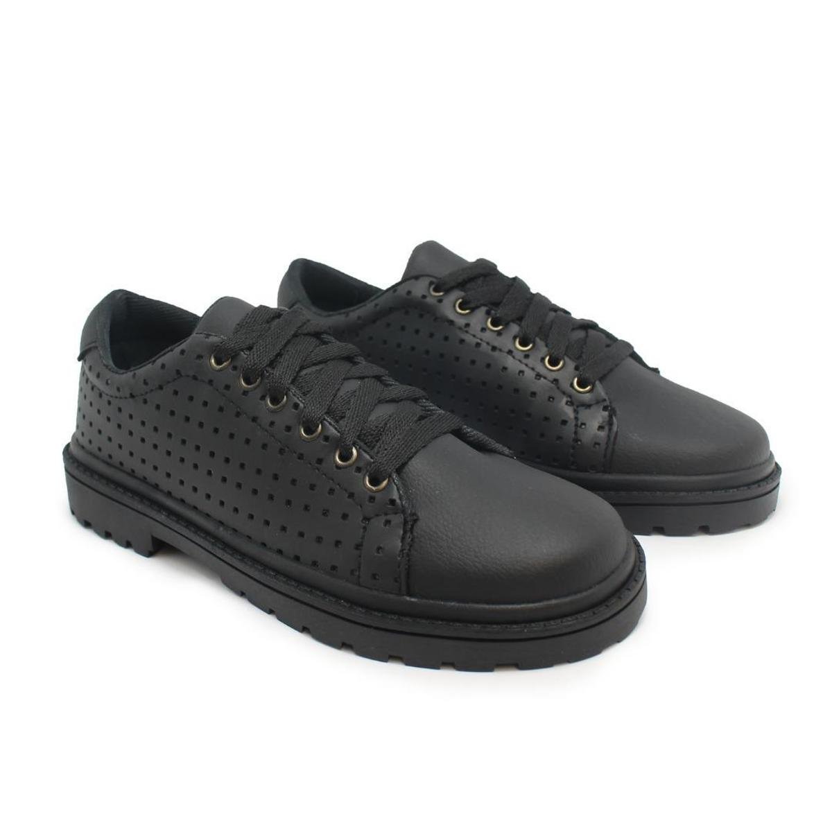 Tênis Sapato Feminino Social Oxford Fosco - Preto | Netshoes