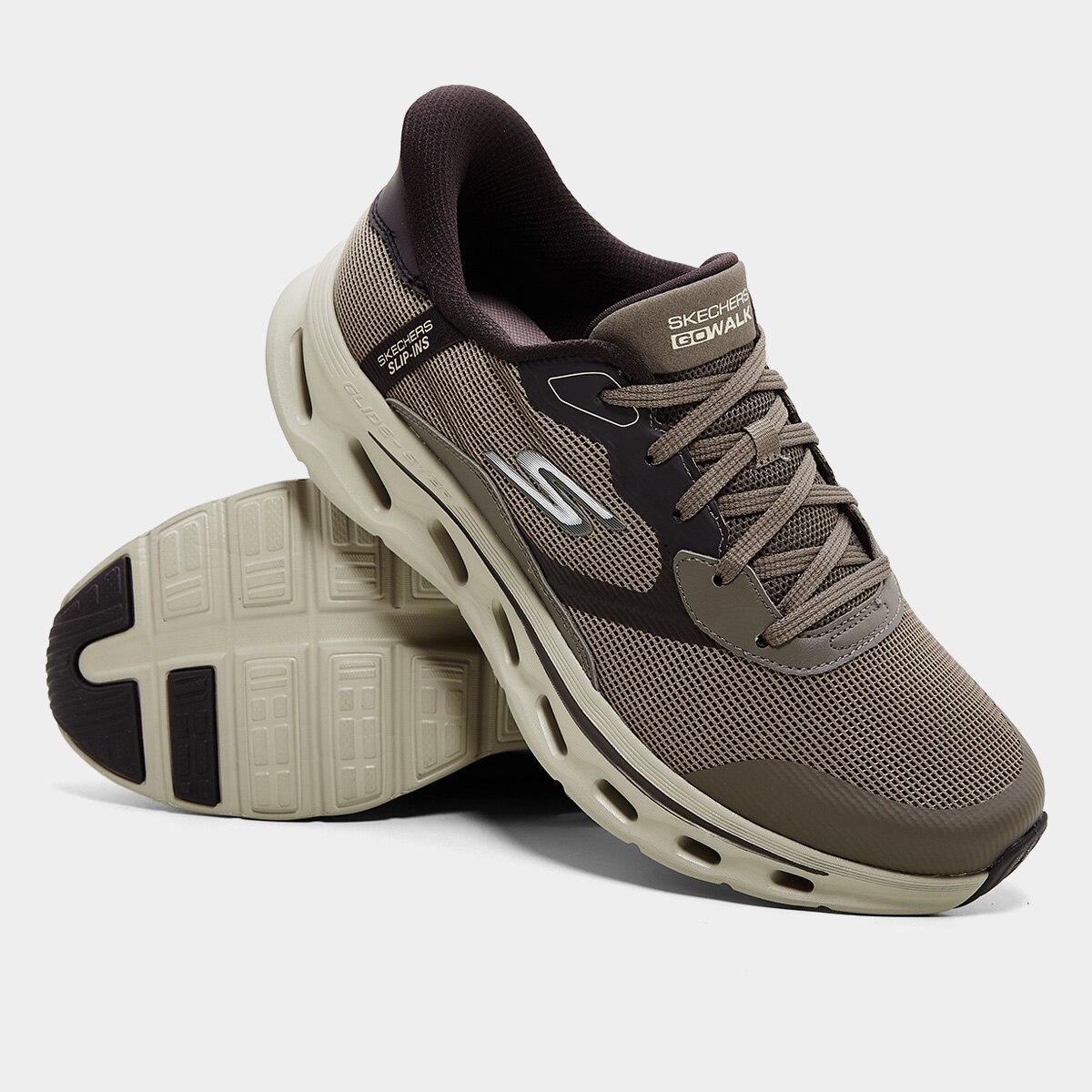 Tênis Skechers Go Walk Glide-Step 2.0 - Zac Masculino - Bege | Netshoes