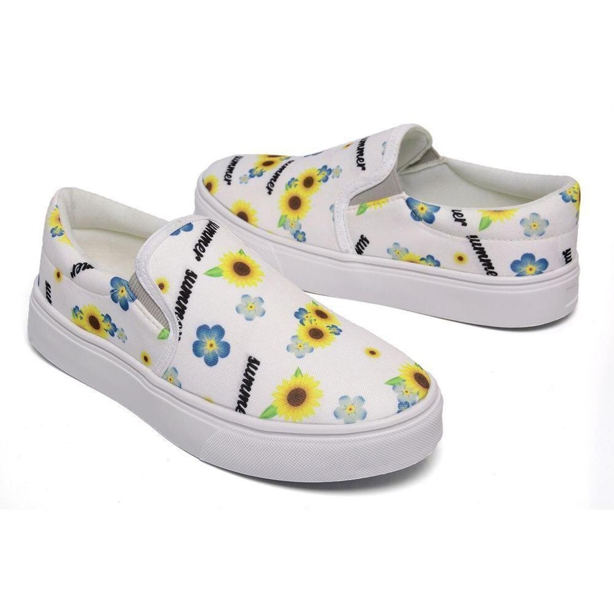 Tênis Slip On Acis Shoes Confortável Feminino - Branco | Netshoes